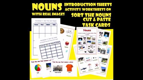 Nouns - Worksheet Activities -Sort, Cut and Paste, Task Cards -with ...