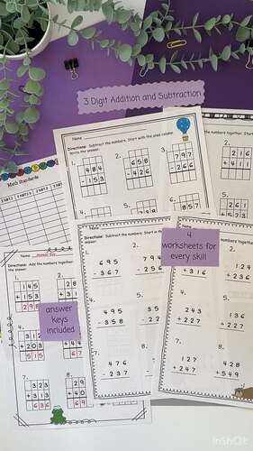 3 Digit Addition and Subtraction, 2 NBT.7 by BXC Creations | TPT