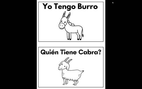 Spanish I Have, who has? Birds, Wild, Farm & Ocean Animals Vocabulary Game