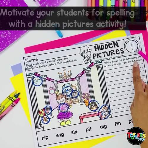 Phonics I Spy Hidden Pictures Games CVC Worksheets 1st Grade Kindergarten