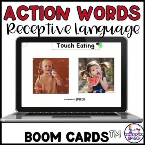 Verbs Action Words Boom Cards for Speech Therapy Receptive Language