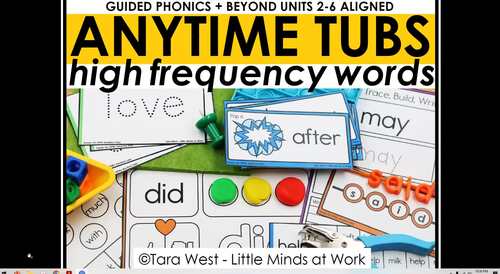 Anytime Tubs - High Frequency Words (morning work and centers) SOR-Based