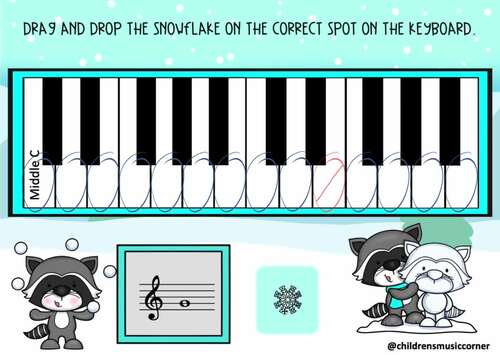 Winter - Note Reading Treble Clef on Piano Digital Task Cards on Boom ...