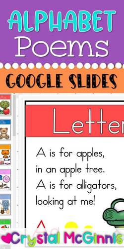 Alphabet Poems for Shared Reading GOOGLE SLIDES and Colored Printable ...