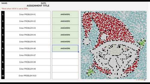 CHRISTMAS DIY Google Sheet Resource Pixel Art Template EDITABLE | Santa ...