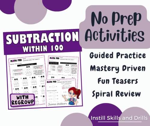2 Digit Subtraction up to 100 with Regrouping Practice & Enrichment ...