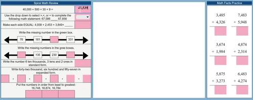 NO PREP - Spiral Math Review for 3rd or 4th grade - Waterfall | TPT