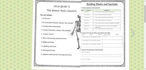 CKLA Grade 3 - Read Aloud Human Body -Complete Activity Book by The Core