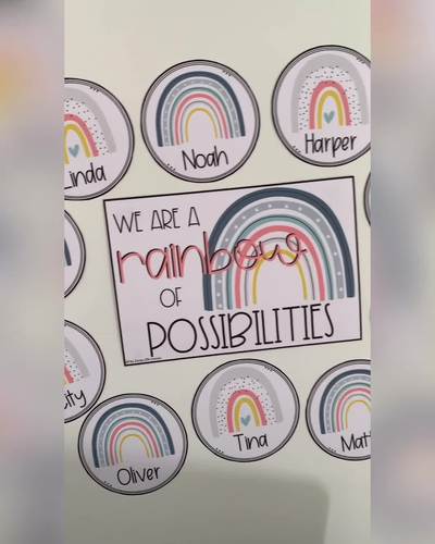 MODERN RAINBOW Classroom Decor BUNDLE | Calm Colors Theme | Editable Decor