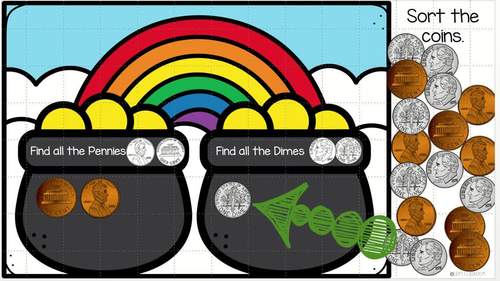 St. Patrick Money Coin Identify Sort - Google Classroom ONLINE Distance ...