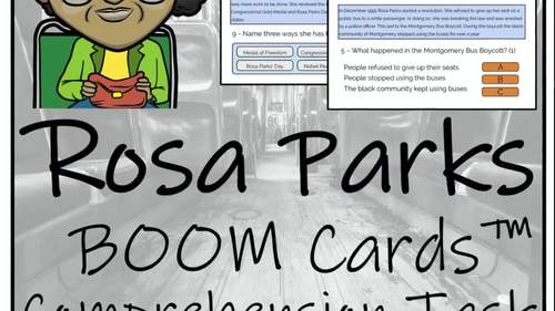 Rosa Parks BOOM Cards™ Comprehension Activity 3rd Grade & 4th Grade