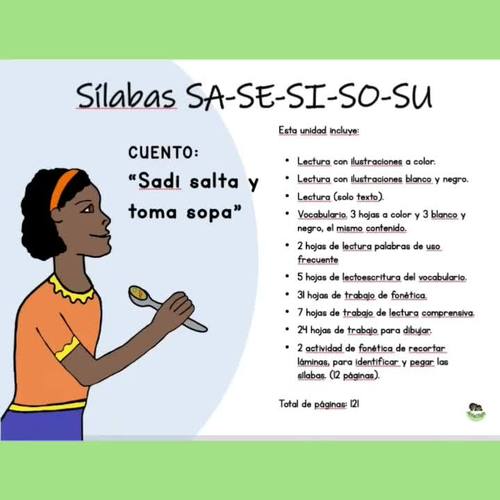 PRINTABLE SPANISH UNIT SA-SE-SI-SO-SU SYLLABLES/ STORY: “SADI SALTA Y ...