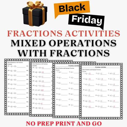 Black Friday Mixed Operations with Fractions and Mixed Numbers Math ...