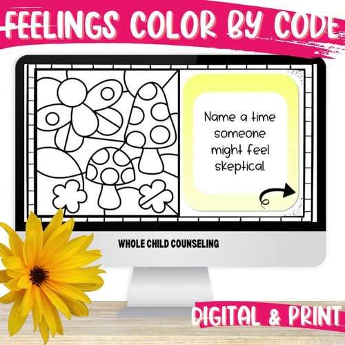 Feelings Color by Code SPRINGTIME Naming Emotions SEL Digital and Printable