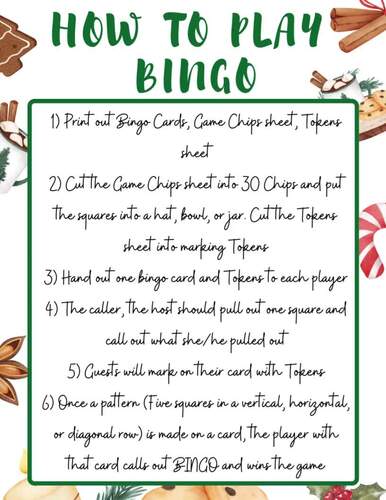 Printable Christmas Bingo Game, 50 Bingo Cards, Classroom Game, Family Game