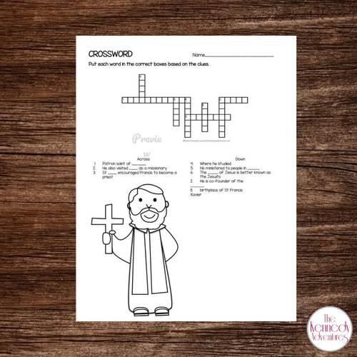 Catholic Saint Word Puzzles - No Prep Activity - St Francis Xavier