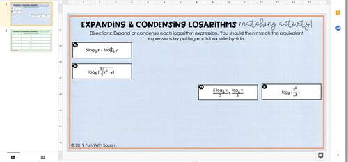 Properties of Logarithms Matching Puzzle (Hardcopy & Digital Version!)