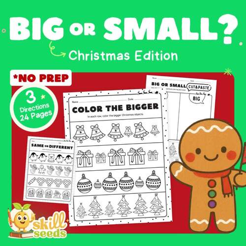 Big or Small? Christmas Worksheets | Size Sorting, Same & Different ...