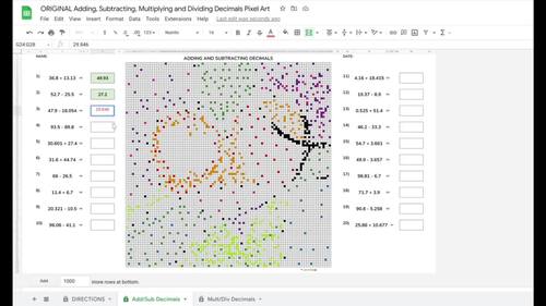 Google Sheets Math Adding Subtracting Multiplying Dividing Decimals ...