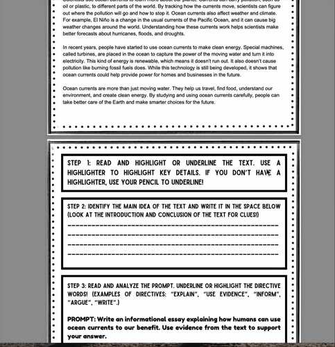 Ocean Currents Writing Activity | Guided Informational Essay | TPT