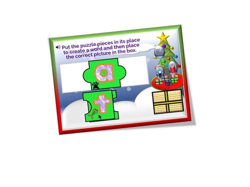 Christmas CVC Short Vowel A Jigsaw Puzzle Boom Cards by Teacher's Pride