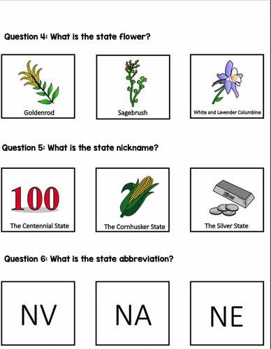 Nevada Quiz and Pre/Post Assessment 50 States, Special Education