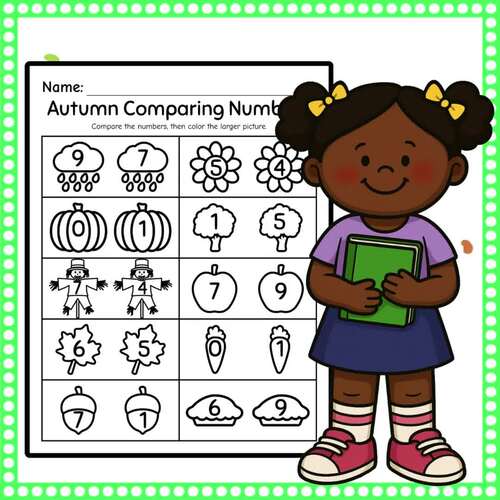 Fall Comparing Numbers Worksheets | Greater Number Activity for ...