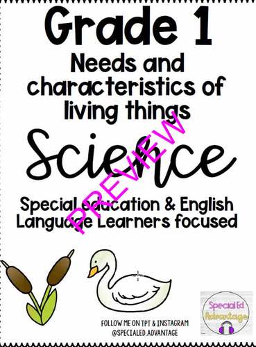Grade 1 Ontario 2022 Science FULL Unit Living Things for Special Ed and ESL