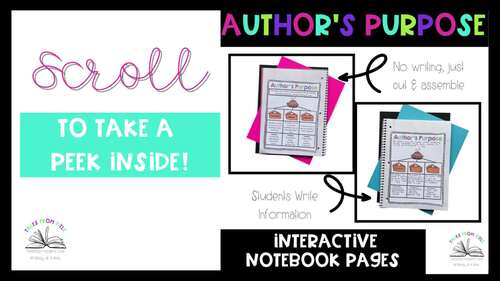 Fiction Interactive Notebook Pages - Author's Purpose by Tales from Title
