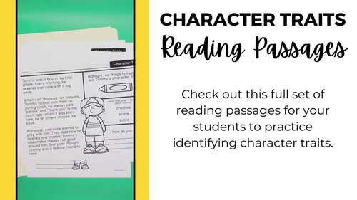 Character Traits - Reading Comprehension Passages For 1st Grade | TPT