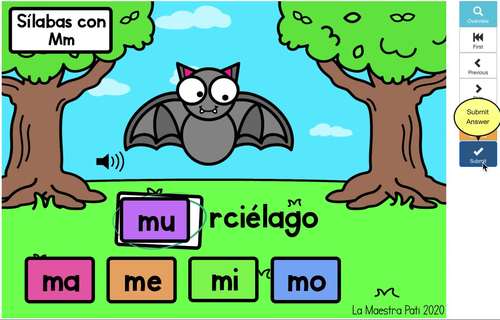 Boom Cards in Spanish- La sílaba inicial con Mm by La Maestra Pati Bilingue