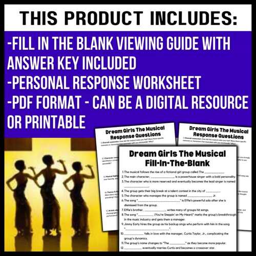 Dream Girls Musical: Fill In The Blank Viewing Guide & Show Response ...