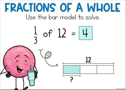 Multiply Fractions by a Whole Number with Bar Models - 5th Grade Boom Cards
