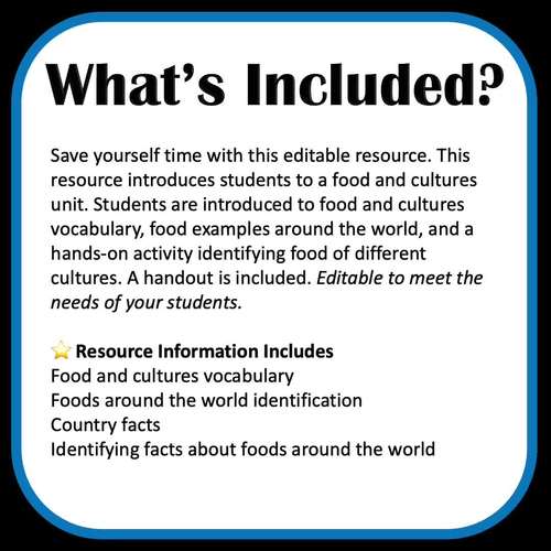 Food and Culture Around the World by All About Food and Life Skills FACS