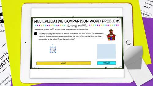 Multiplicative Comparison Word Problems 4th Grade Math Unit Worksheets ...