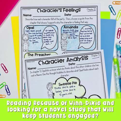 Because of Winn Dixie Novel Study by Setting the Standard | TpT