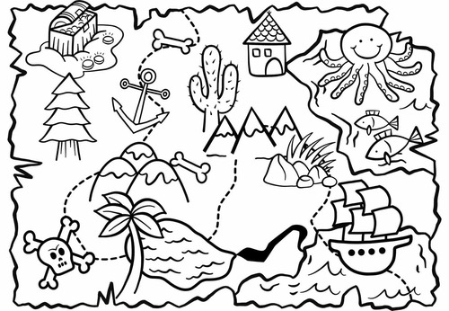 Treasure Map Coloring Pages - Talk Like A Pirate Day - Treasure Island ...