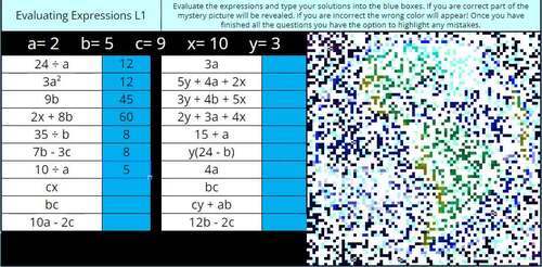 Evaluating Expressions Math Pixel Art | Positive by Pick Up and Go ...