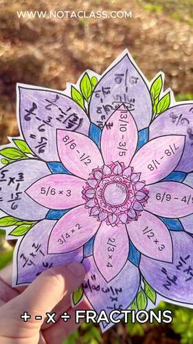 5th Grade Spring Math Flower Craft Fraction Practice Worksheets ...
