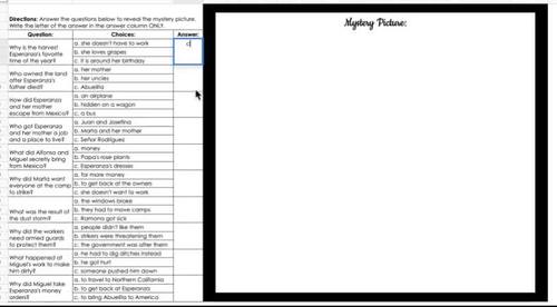 Digital Esperanza Rising Novel Study Google Form Comprehension Quizzes ...