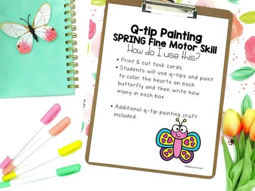 Spring Q-Tip Painting Fine Motor Activity Pre-K TK Preschool Kinder Center