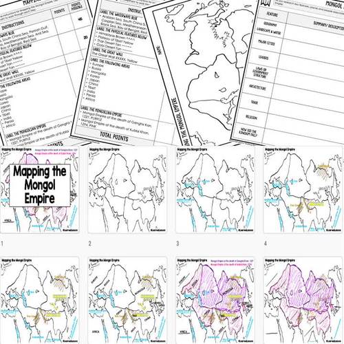 Mongol Empire Mapping Activity, Mapping Mongol Empire PRINT & DIGITAL
