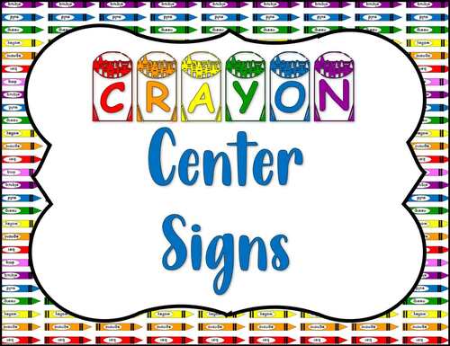 Crayon Center Signs by Cindy's Treasures | TPT