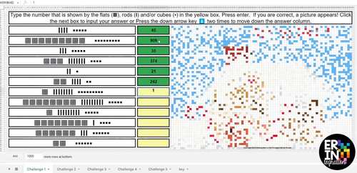 Gingerbread Pixel Art Math for Christmas: Place Value Blocks | TPT