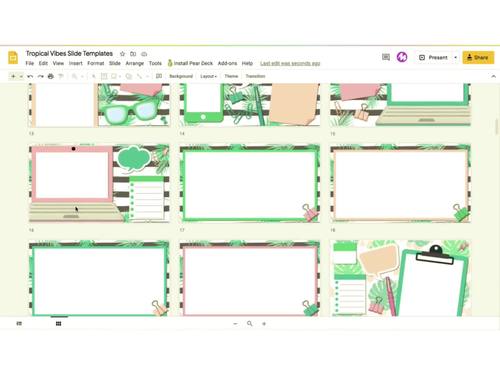 Slide Templates for Google Slides | Timers | Text Stickers | Tropical Vibes