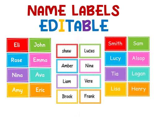 Printable Name Tags, Bright Kids Name Labels, Bright Cubby Labels ...