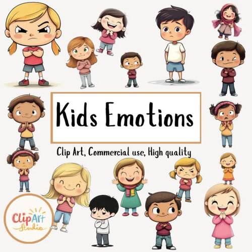 Kids Emotions Clip Art. Feelings. Self-regulation. Clip Art Studio. Set ...