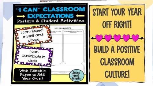 Classroom Rules and Expectations - "I Can" Statement Posters and Activity