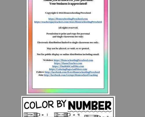 Zoo Color by Numbers - Math Activity for Preschoolers by ...