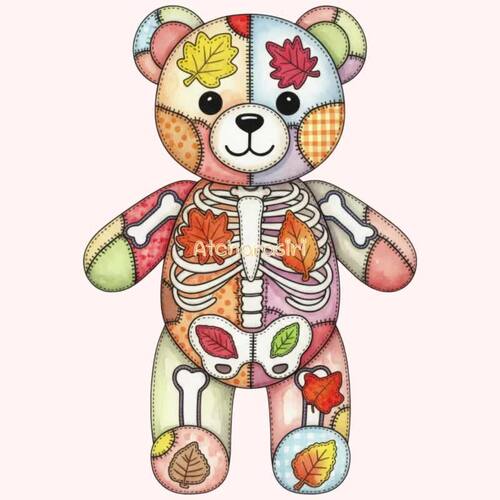 Cute Skeleton Bears – 15 Handmade-Inspired Skeleton Bear Clipart PNGs
